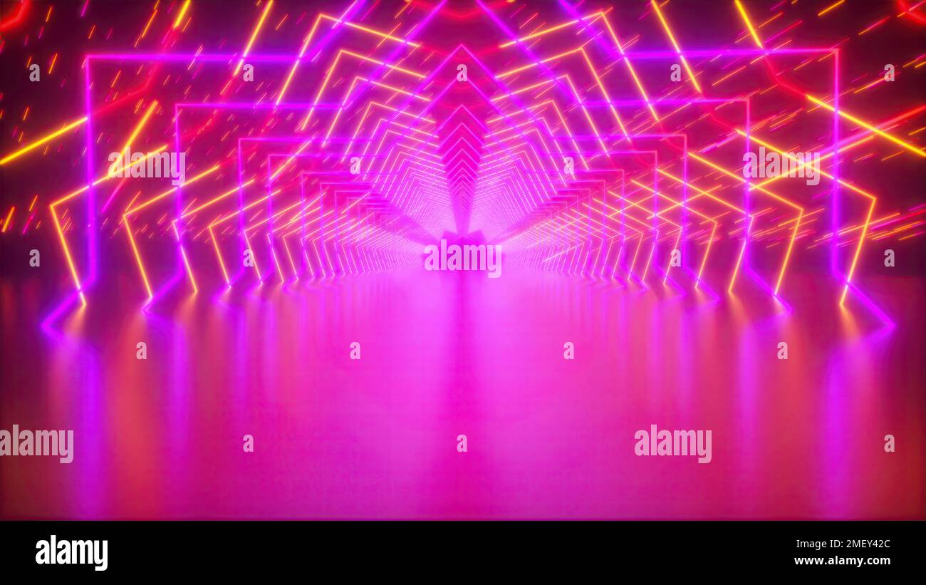 Neon tunnel. Computer generated 3d render Stock Photo - Alamy