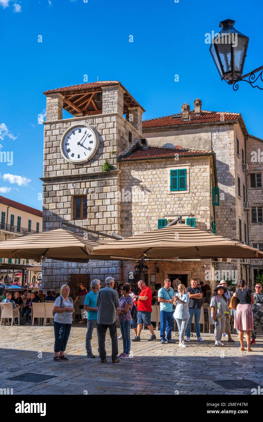 Clock tower on Trg od Oružja (Square of the Arms), the main square in ...