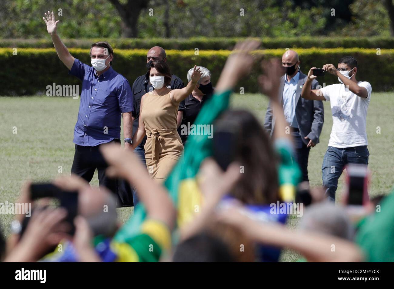Brazil's President Jair Bolsonaro his wife Michelle Bolsonaro ...
