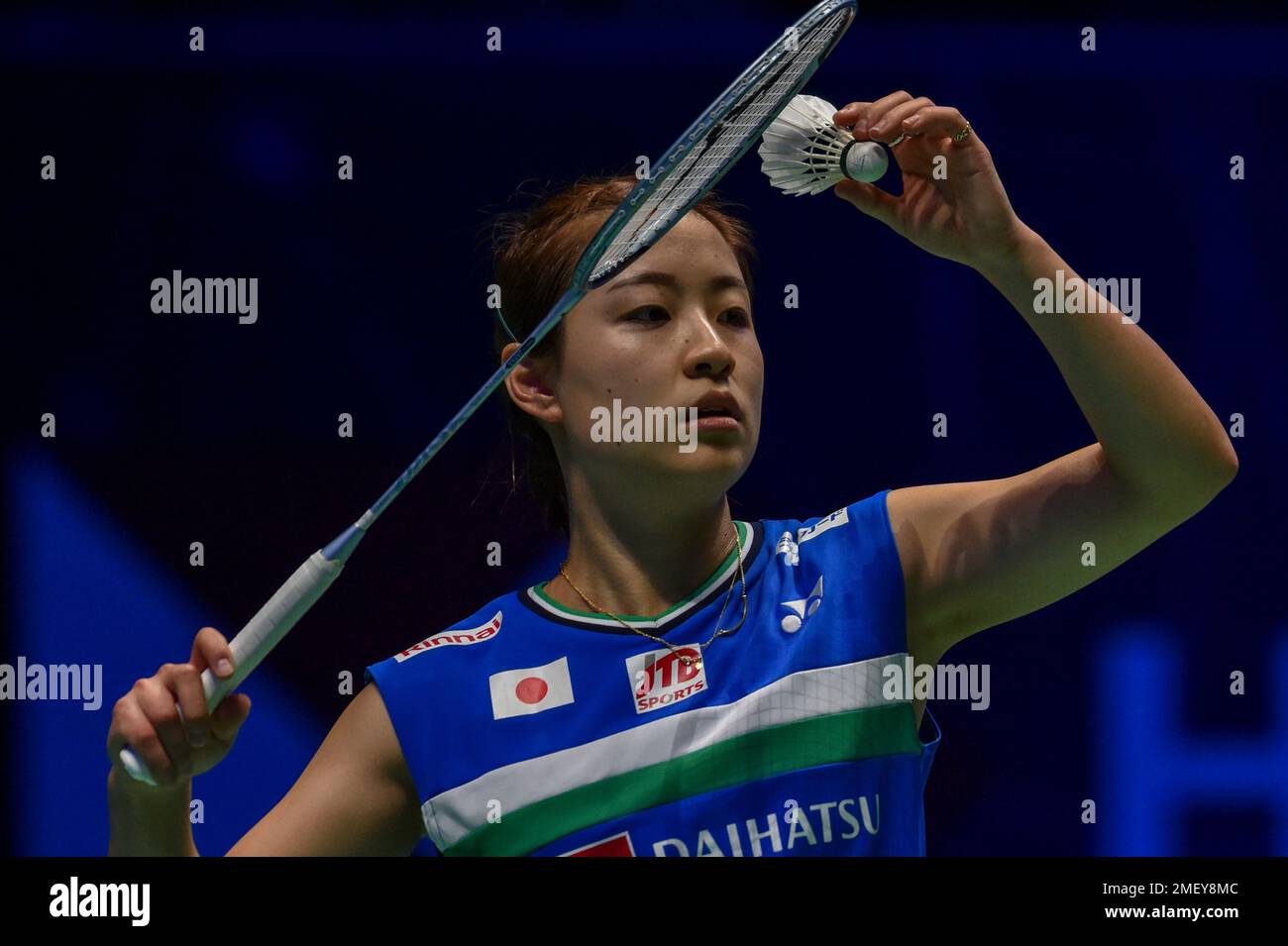 Japan's Nozomi Okuhara competes against Thailand's Pompawee Chochuwong ...