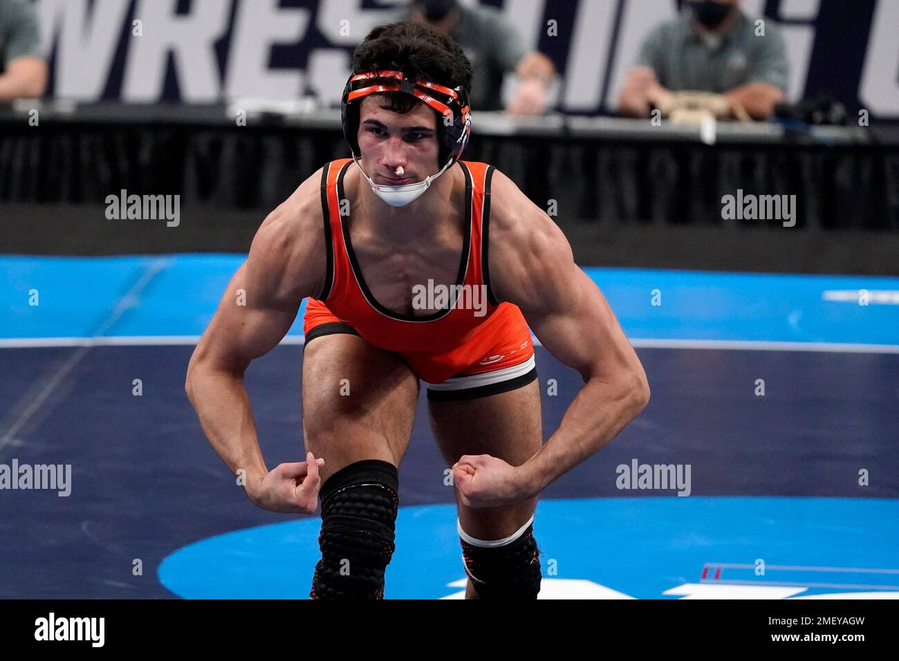Oklahoma State's AJ Ferrari, right, celebrates after defeating ...