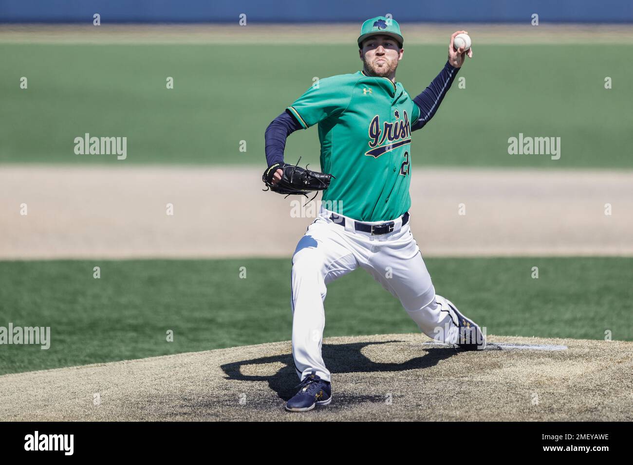 Notre Dame starting pitcher John Michael Bertrand delivers against Duke ...