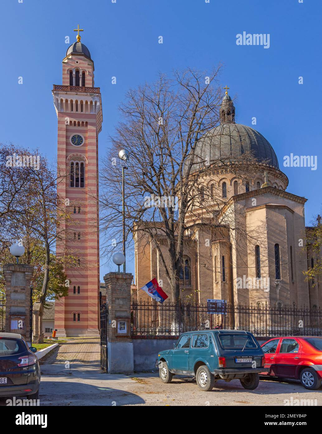 Pancevo, Serbia - October 31, 2021: Clock and Bell Tower at Church of ...