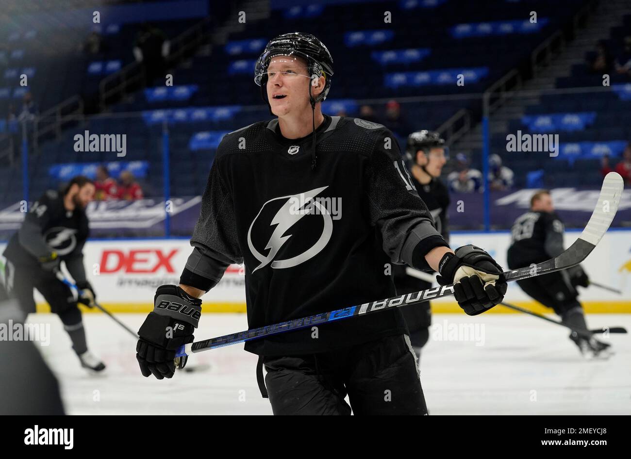 Tampa Bay Lightning left wing Ondrej Palat (18) before an NHL hockey ...