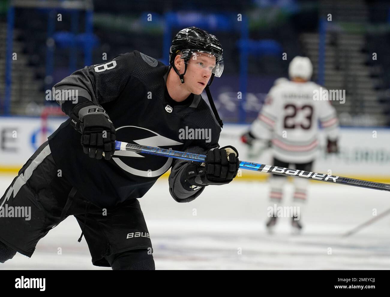 Tampa Bay Lightning left wing Ondrej Palat (18) before an NHL hockey ...