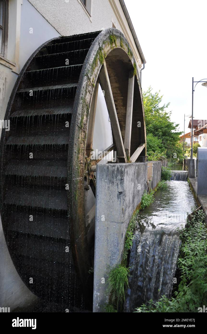 Rusty iron wheel of old mill water.Water Wheel - motion blur on wheel ...