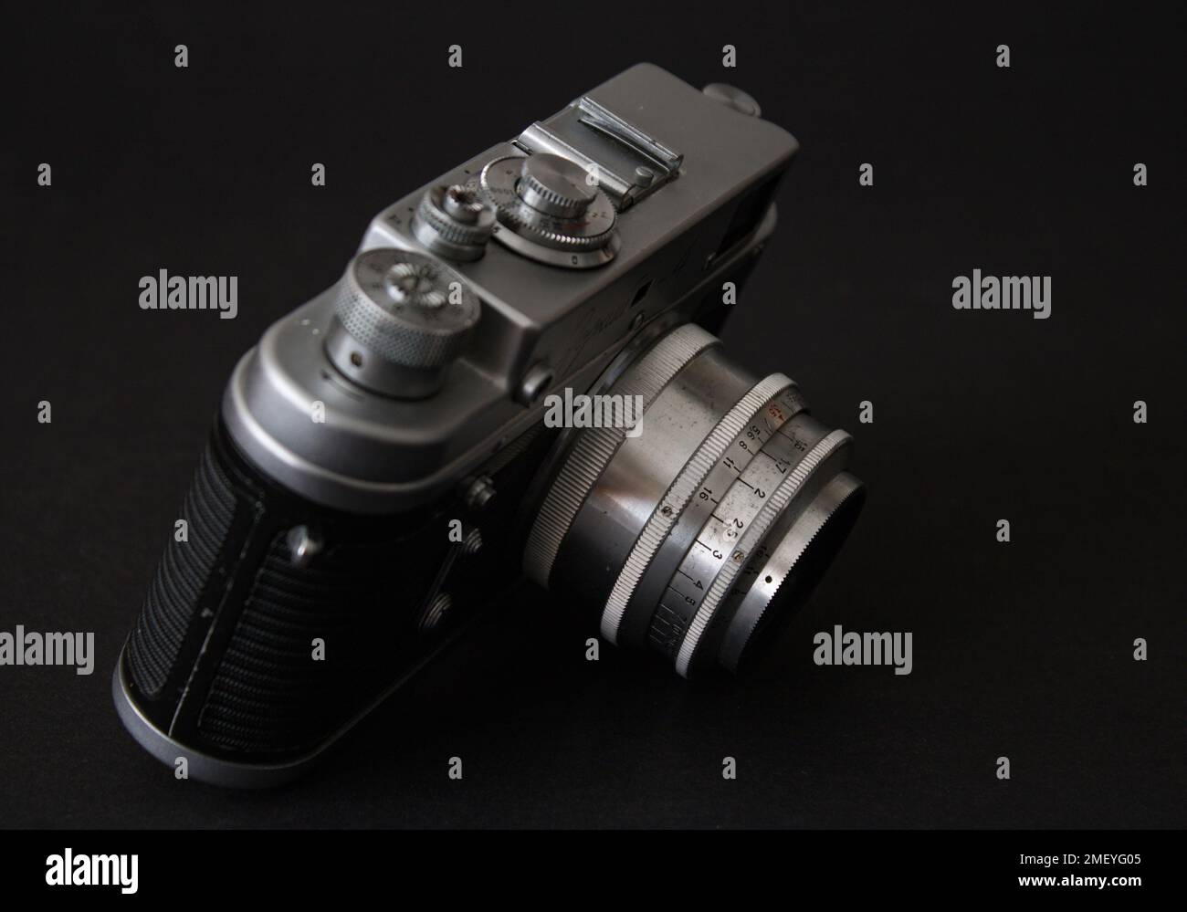 Old photo camera 24.01.2023 Bialystok Poland. Retro photo camera ...