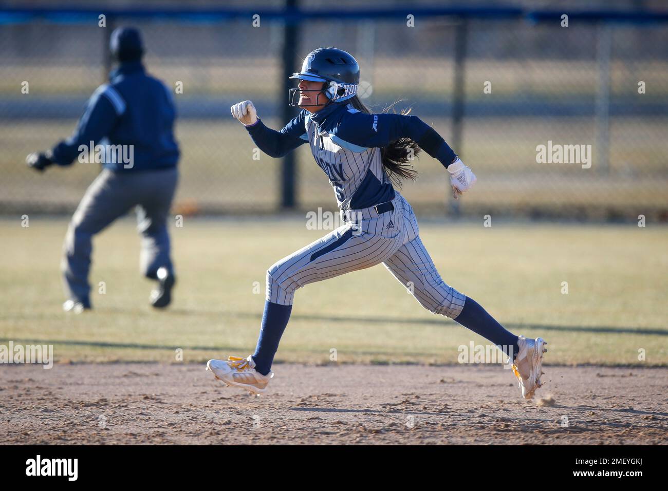 Rhode Island's Sami Villarreal (5) runs the bases during an NCAA ...