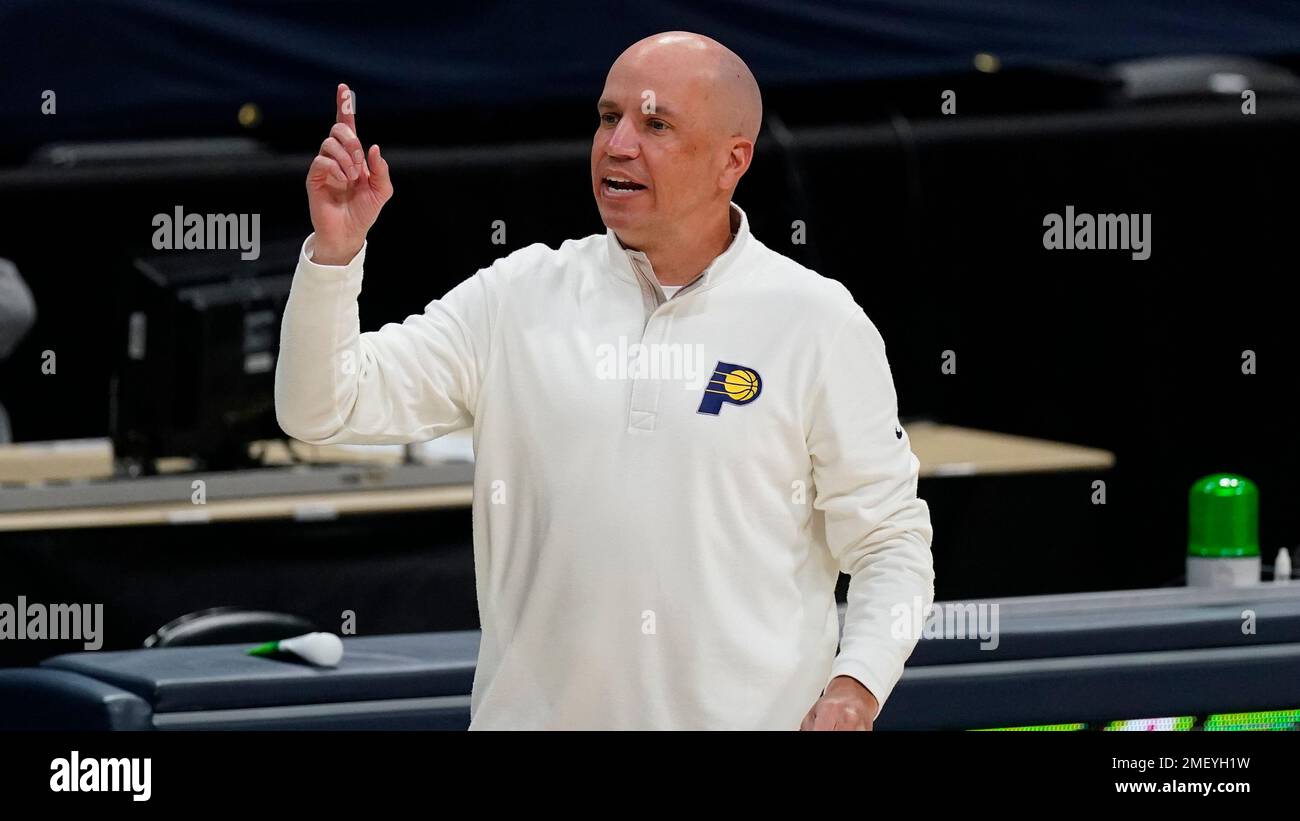 Indiana Pacers head coach Nate Bjorkgren () in the first half of an NBA ...