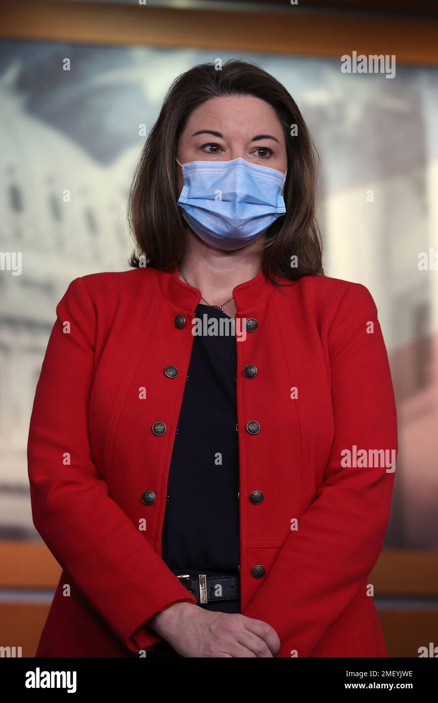 Rep. Angie Craig, D-Minn., listens during a news conference on Capitol ...