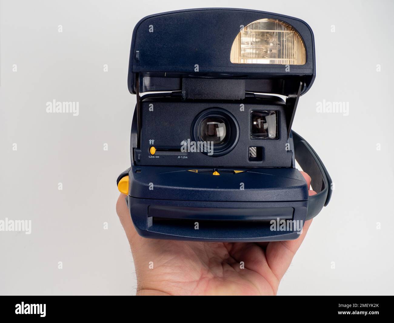 Vintage instant camera with selective focus, instant camera isolated on ...