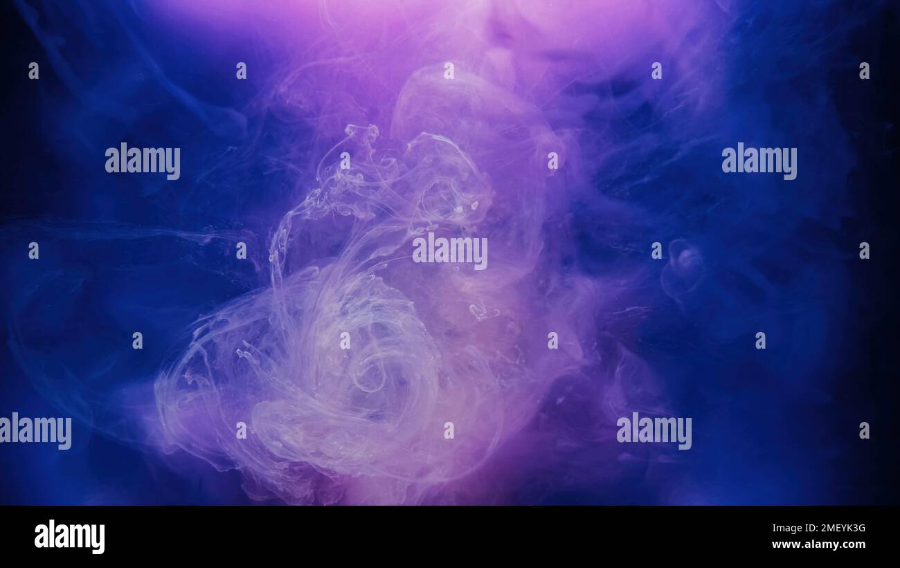 Ink splash paint water color mist white purple Stock Photo - Alamy