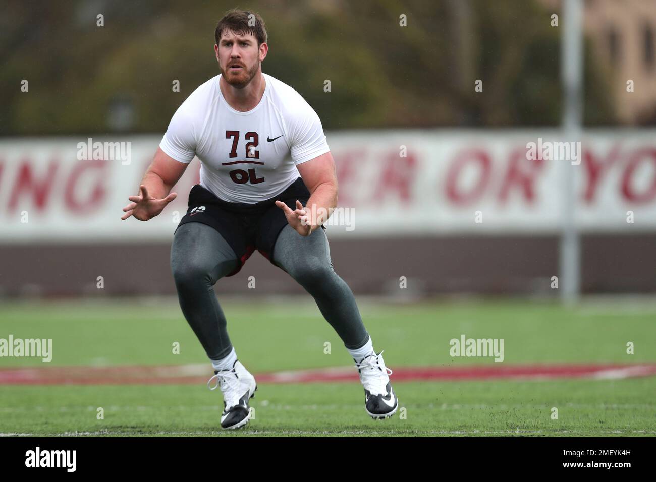 Stanford's Walker Little participates in the school's pro day football ...