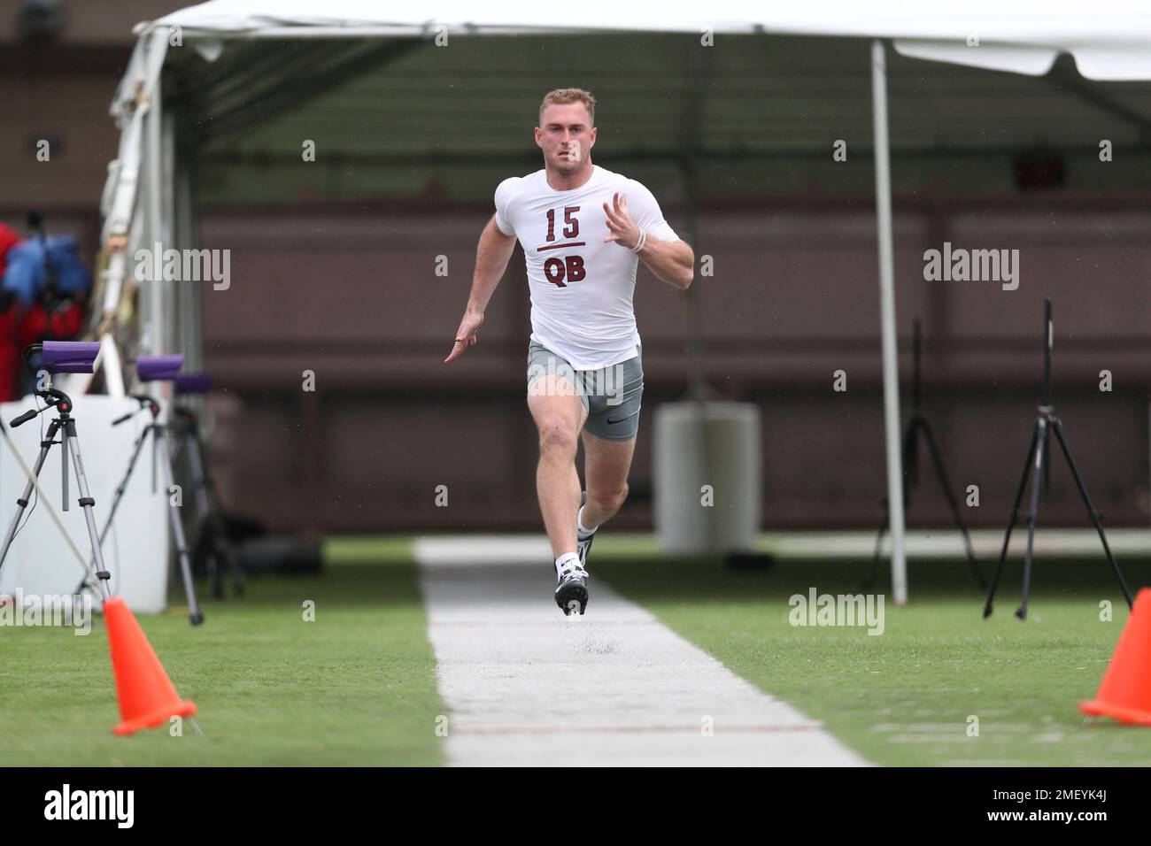 Stanford's Davis Mills participates in the school's pro day football ...