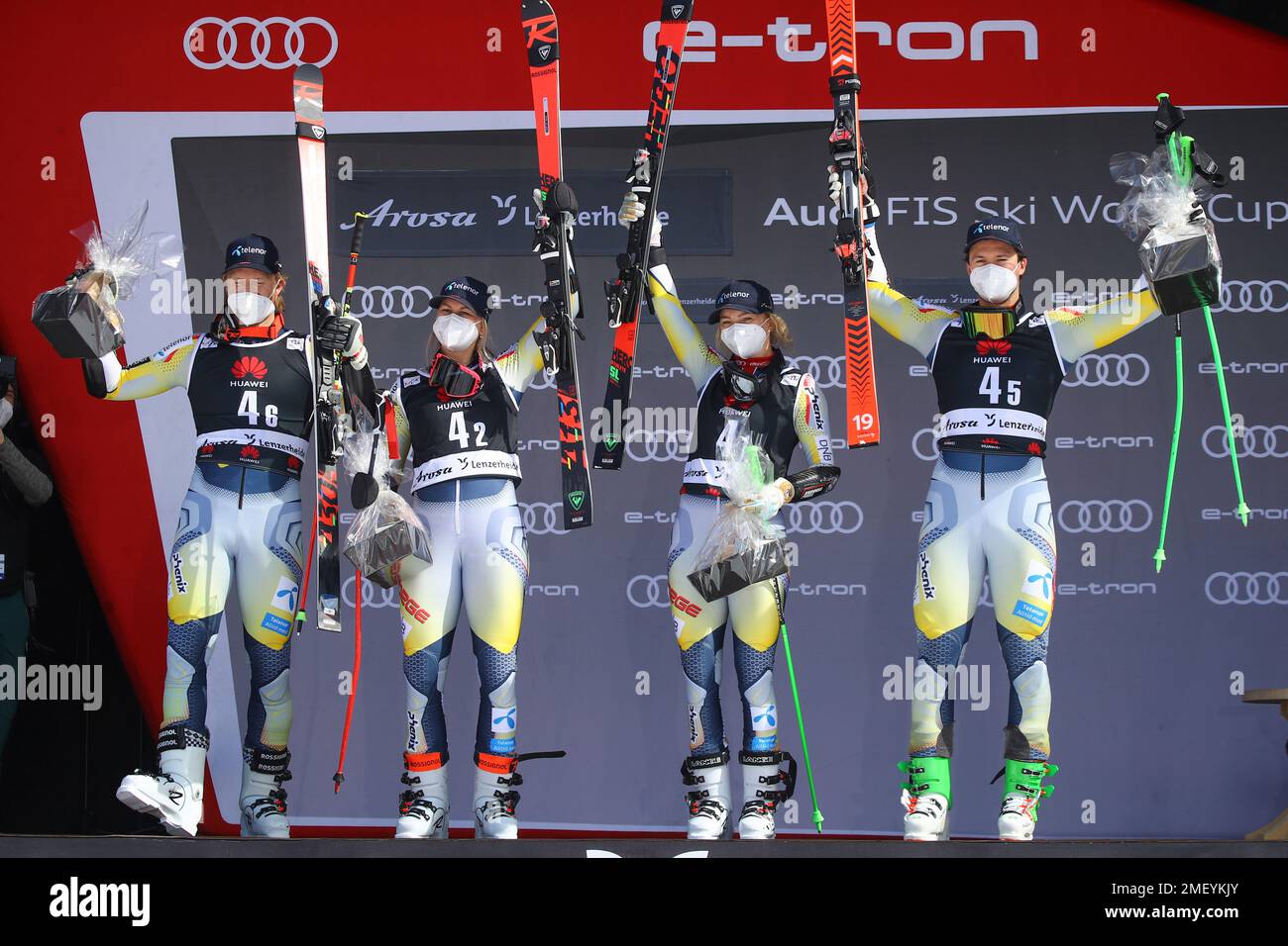 From left, Norway's Leif Kristian Nestvold Haugen, Kristina Riis ...