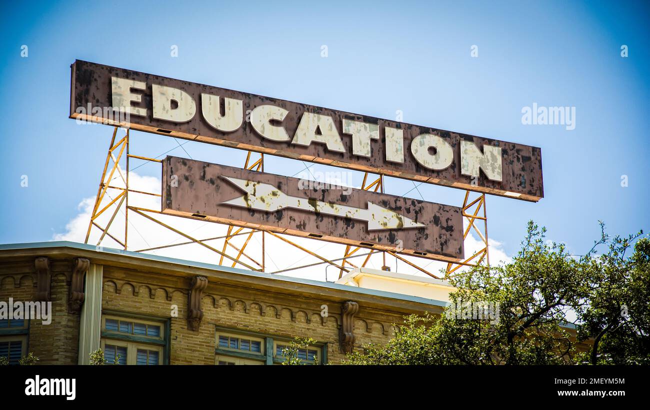 Street Sign the Direction Way to Education Stock Photo - Alamy