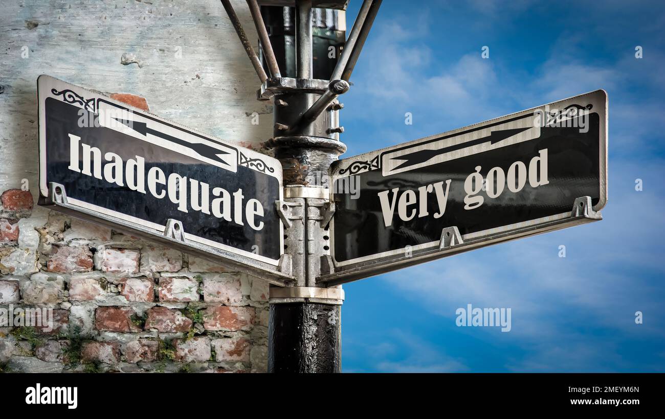 Street Sign the Direction Way to Very good versus Inadequate Stock ...