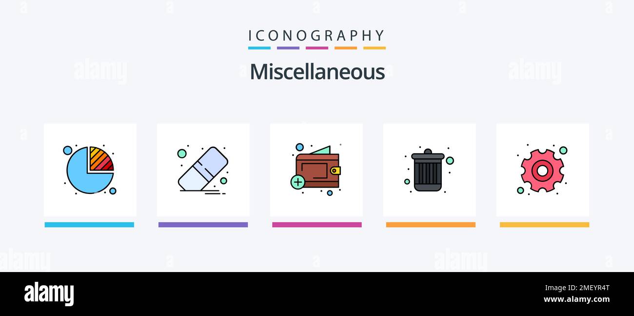 Miscellaneous Line Filled 5 Icon Pack Including photo. file. warning ...
