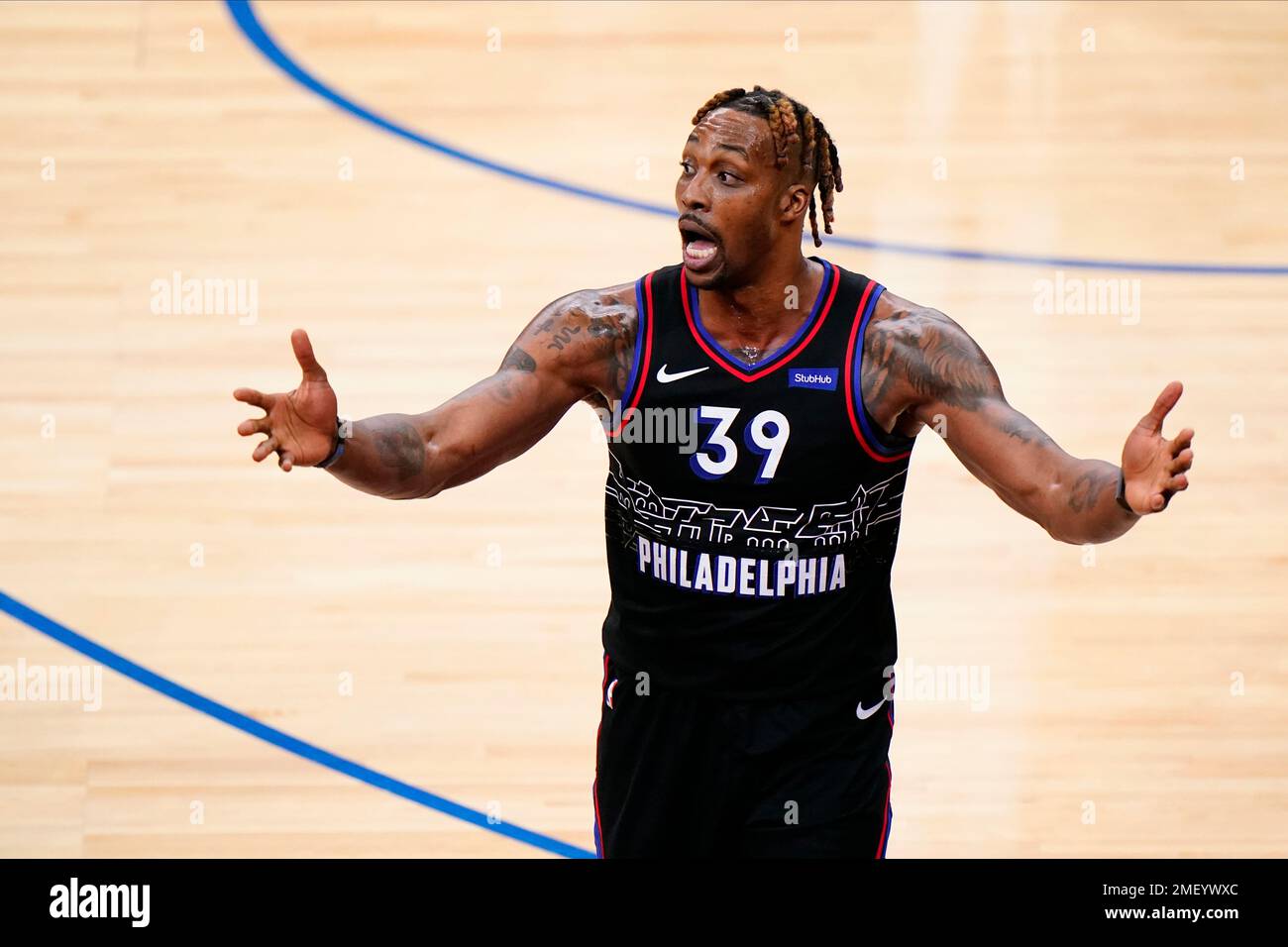 Philadelphia 76ers' Dwight Howard plays during an NBA basketball game ...