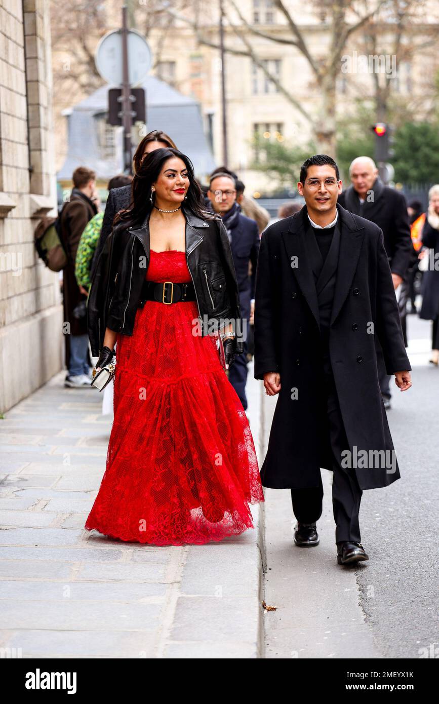 A guest attends of the Dior show during Paris Fashion Week Haute ...