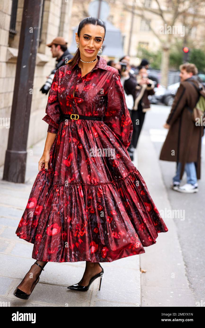 A guest attends of the Dior show during Paris Fashion Week Haute ...