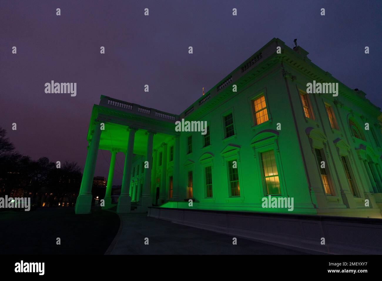 The White House is lit green to celebrate St. Patrick's Day, Wednesday ...