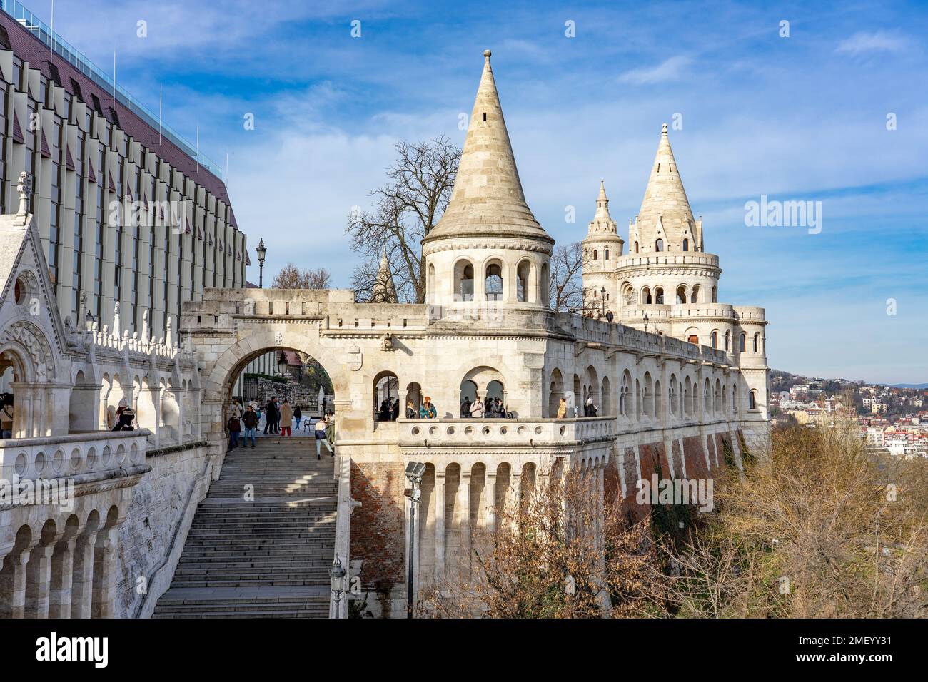 Fishermen's bastion in Budapest Hungary with blue sky Stock Photo - Alamy