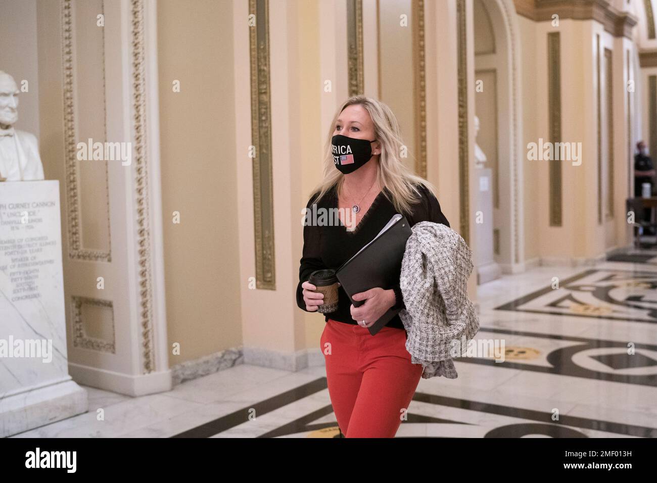 Freshman Rep. Marjorie Taylor Greene, R-Ga., walks past the House ...