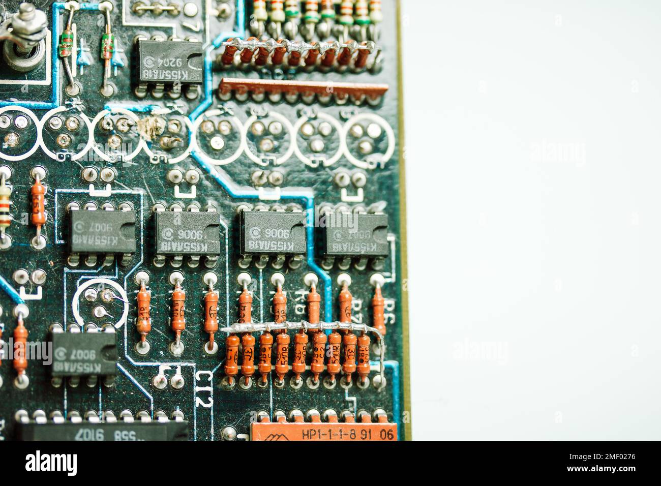 Kyiv Ukraine 1 May 2021 Green motherboard background Production of ...