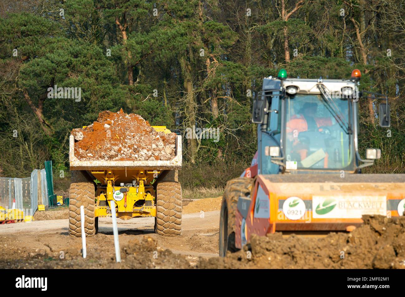 Wendove Dean, Aylesbury Vale, UK. 24th March, 2022. HS2 are building an ...