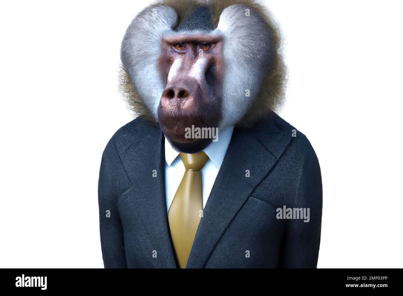 Portrait of Baboon in a business suit – Digital 3D Illustration on ...