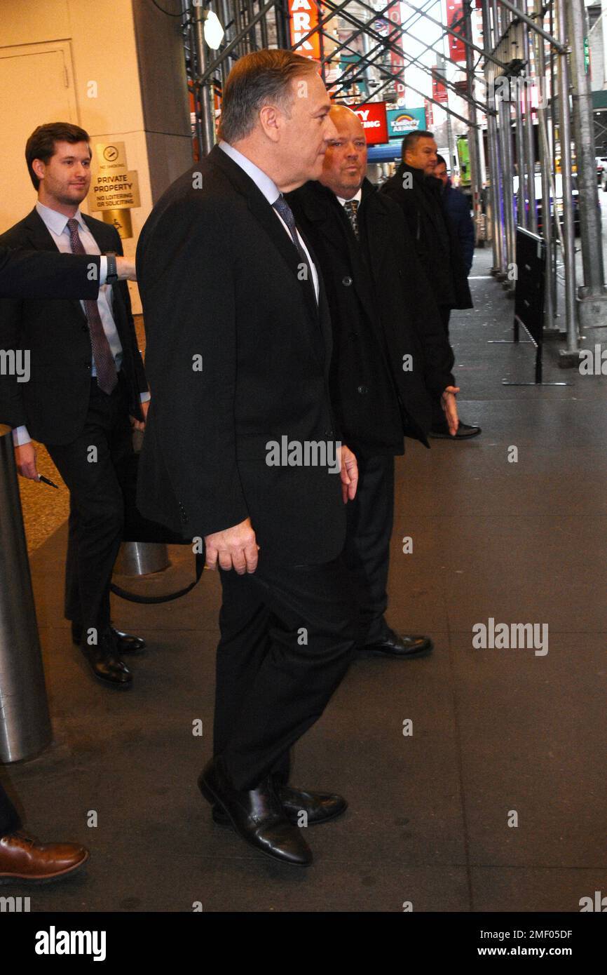 New York, NY, USA. 24th Jan, 2023. Mike Pompeo Seen At CBS Mornings in ...