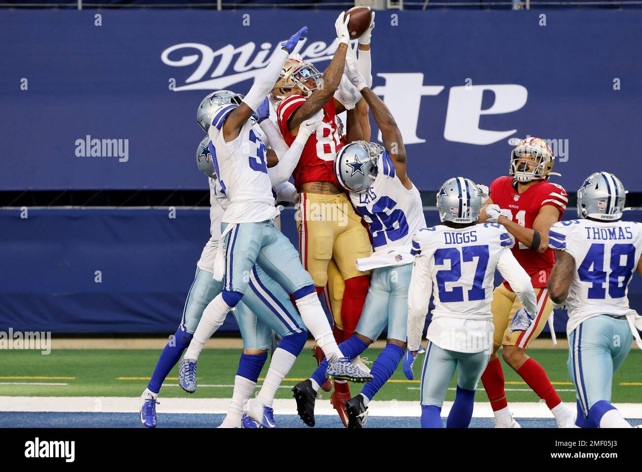FILE - San Francisco 49ers wide receiver Kendrick Bourne (84) leaps ...