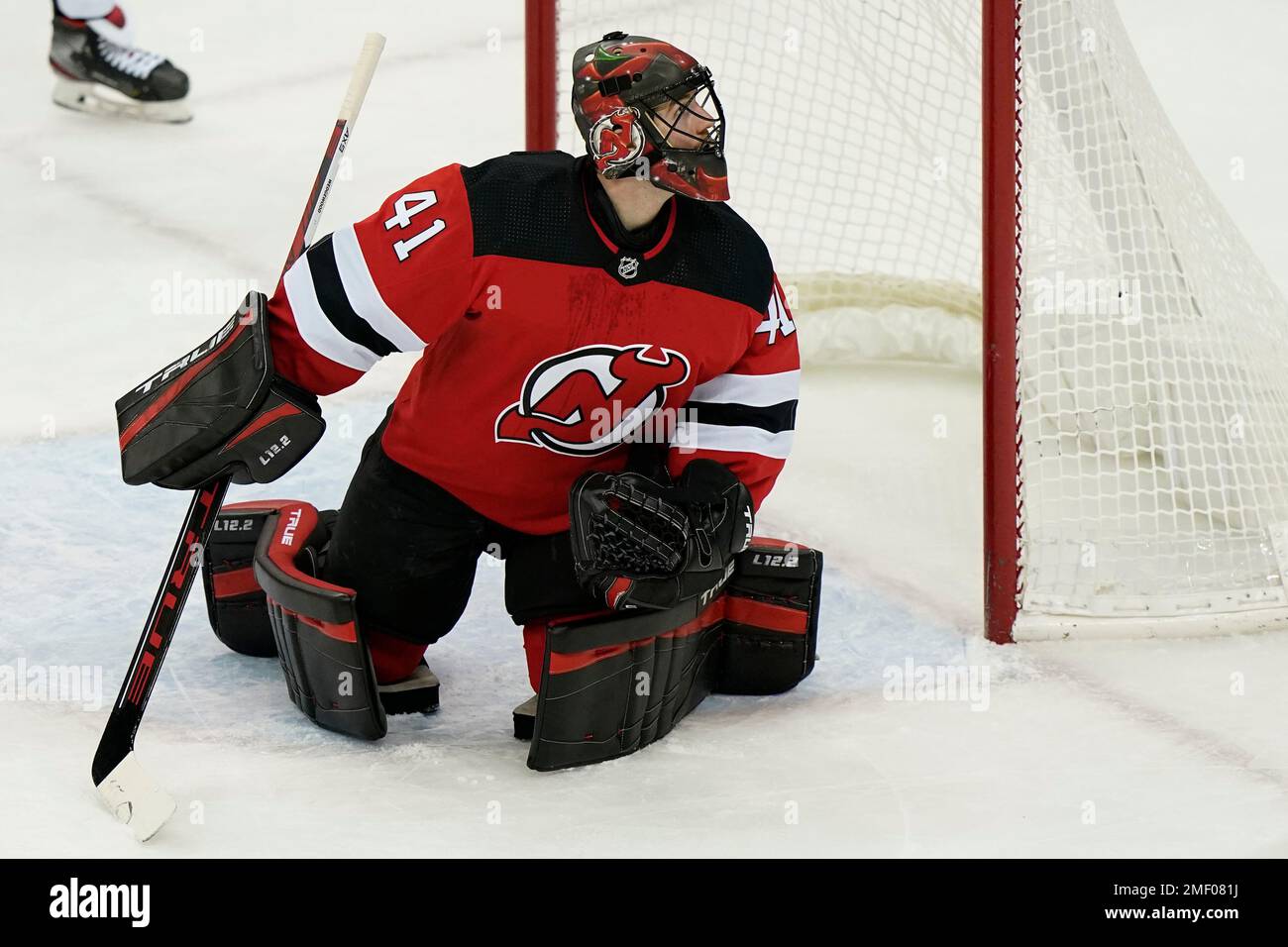 New Jersey Devils goaltender Scott Wedgewood (41) during the first ...