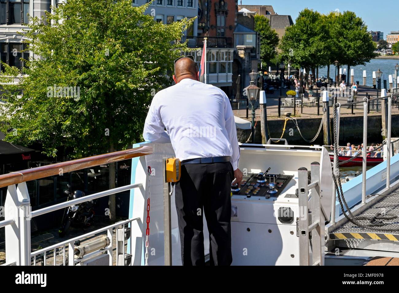 Dordrecht, Netherlands - August 2022: Captain of a river cruise ship ...