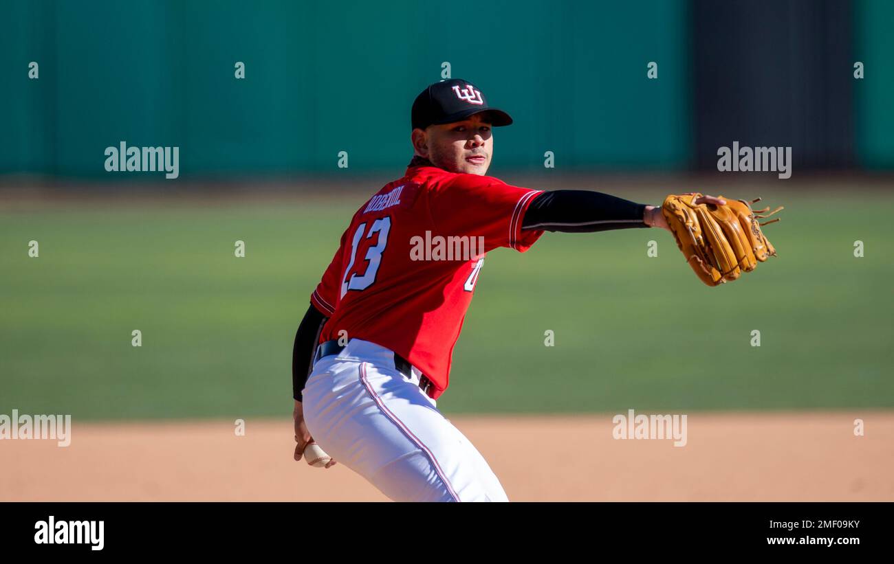 University of Utah Kyle Robeniol (13) pitches during an NCAA baseball ...