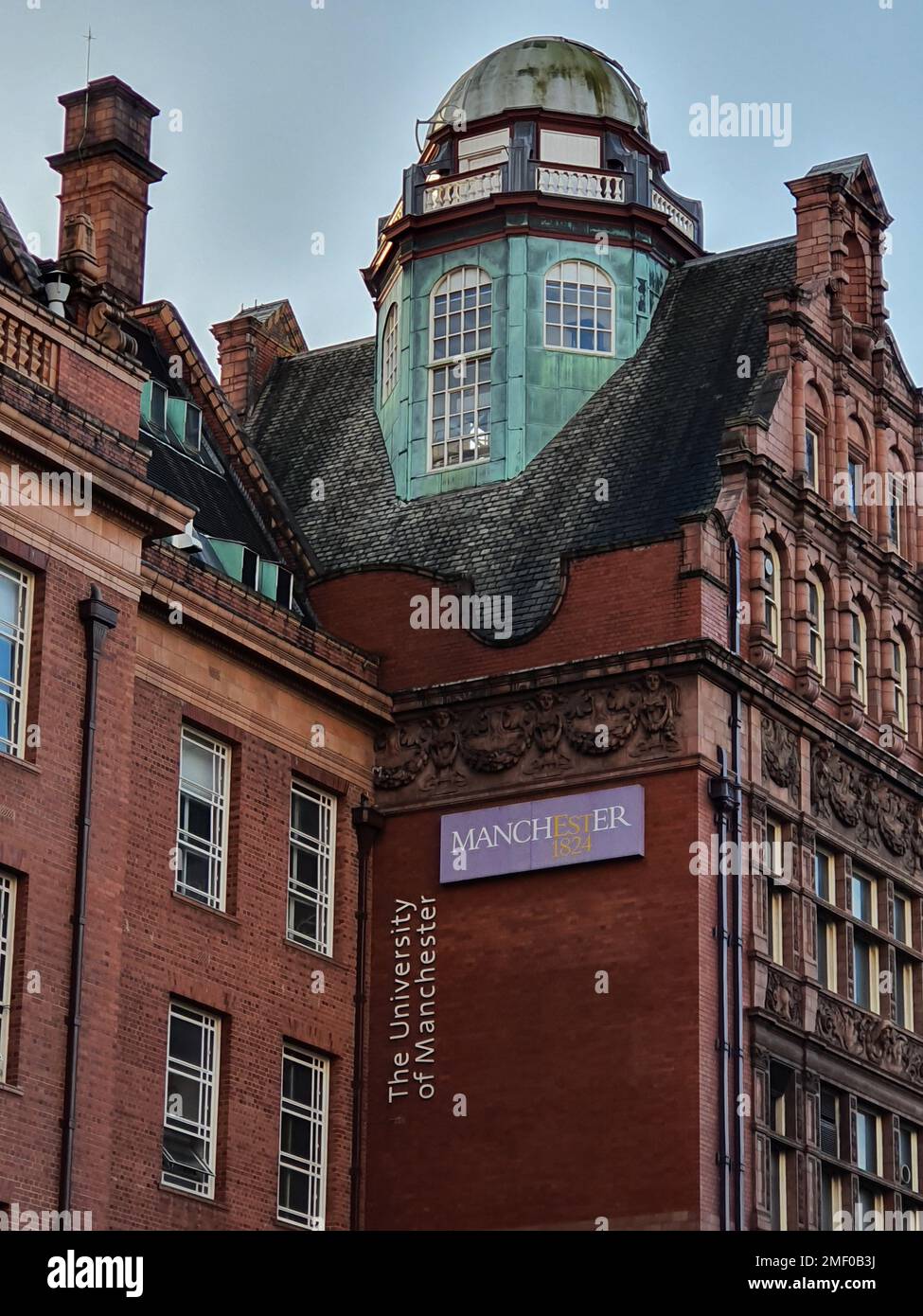 A vertical shot of the historic Godlee Observatory on top of the ...