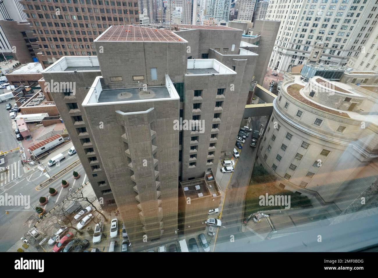 The Metropolitan Correctional Center, New York is seen from a courtroom ...