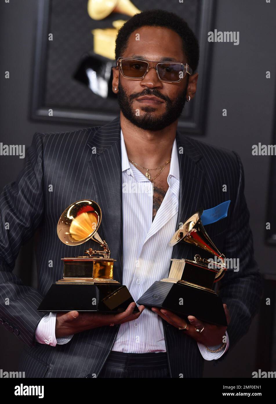 Kaytranada poses in the press room with the award for best dance ...