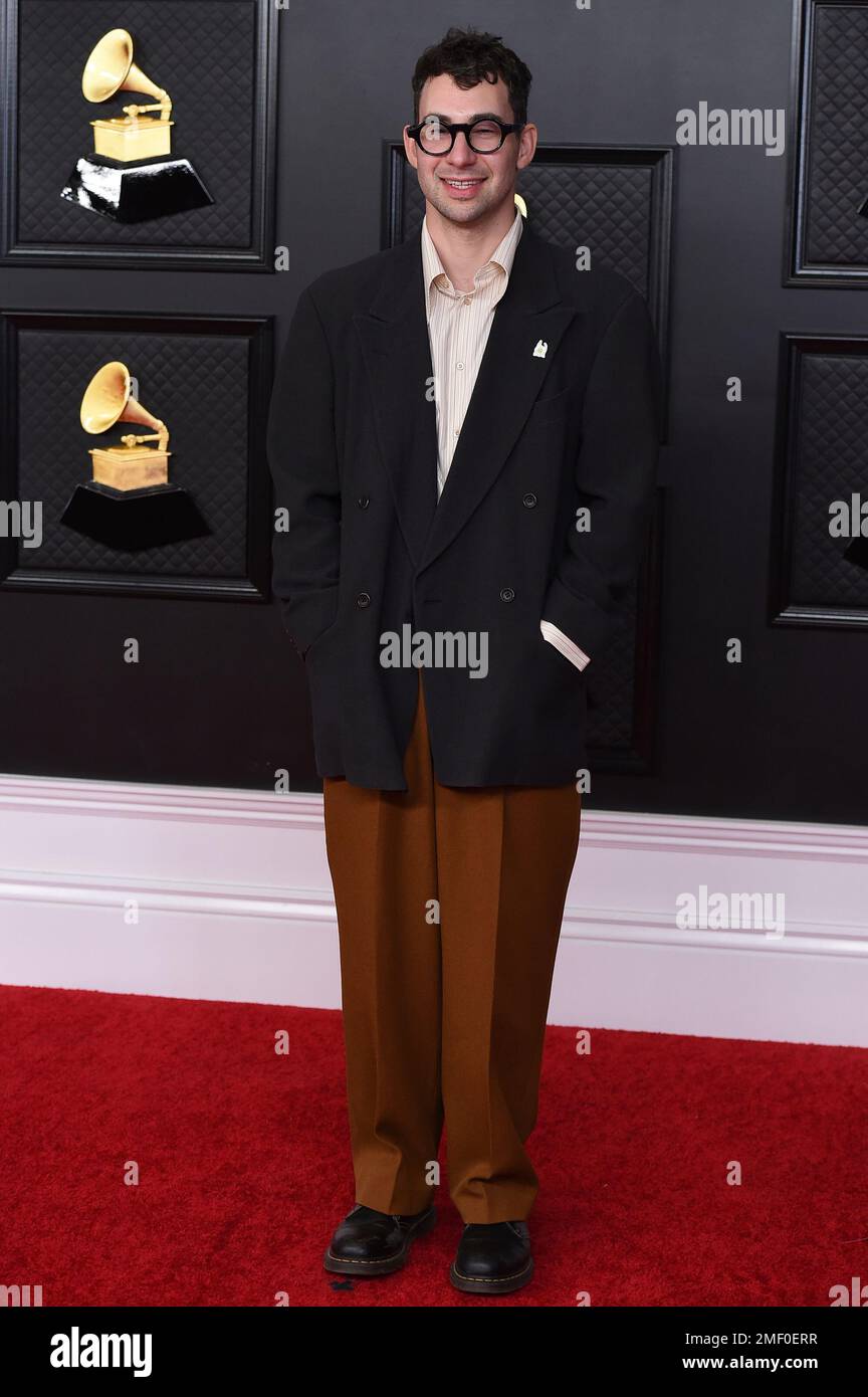 Jack Antonoff poses in the press room at the 63rd annual Grammy Awards ...