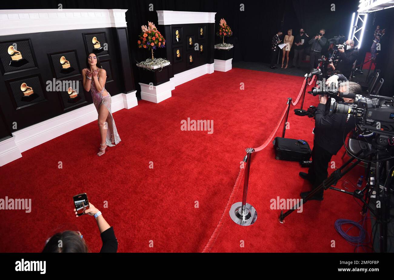 Dua Lipa arrives at the 63rd annual Grammy Awards at the Los Angeles ...