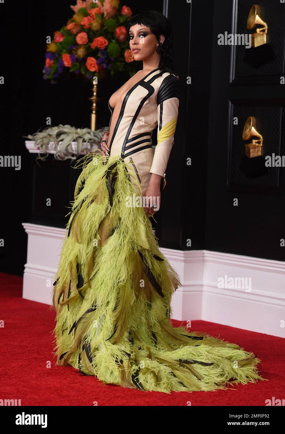 Doja Cat arrives at the 63rd annual Grammy Awards at the Los Angeles ...