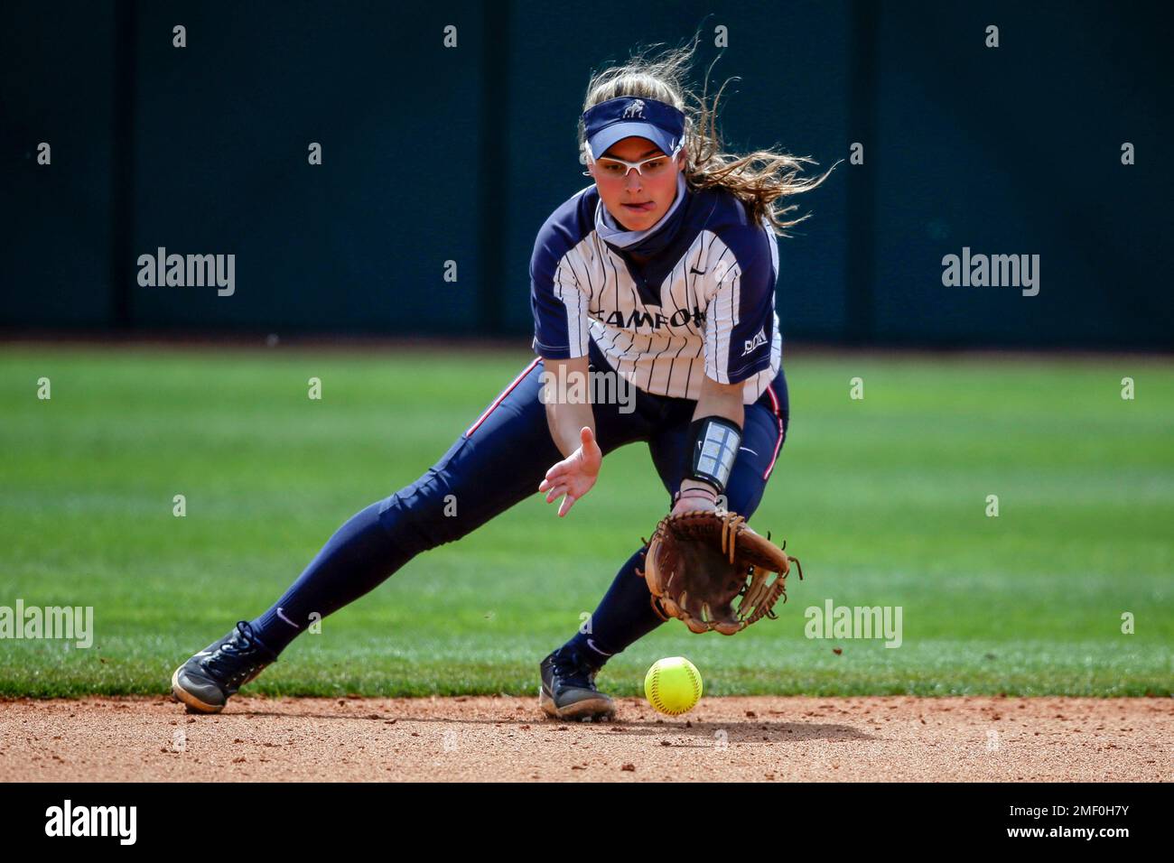 Samford Ansley Yantis (1) fields a ground ball against Ball State ...