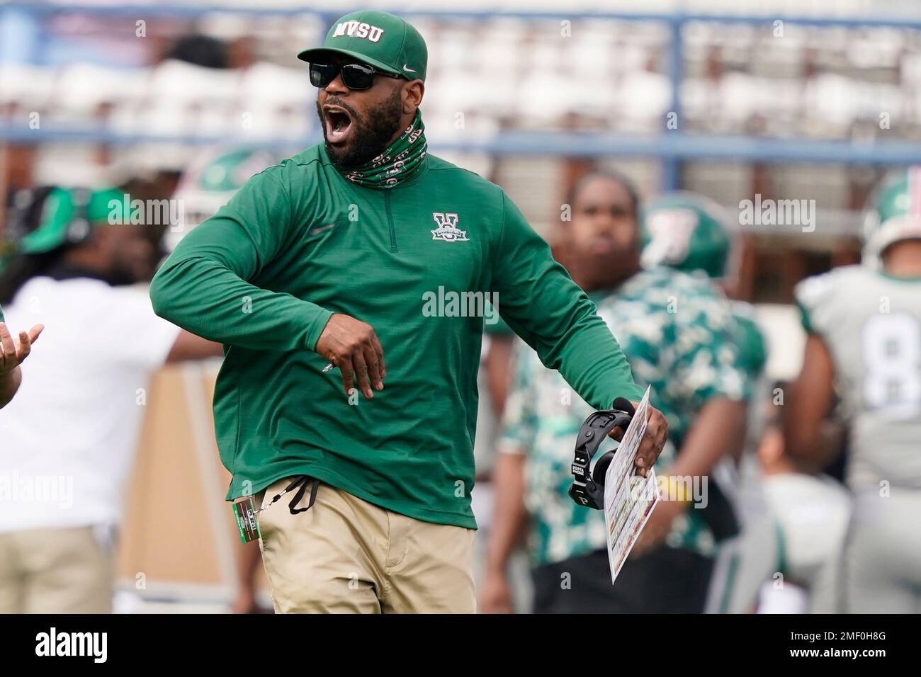 Mississippi Valley State football coach Vincent Dancy encourages his ...