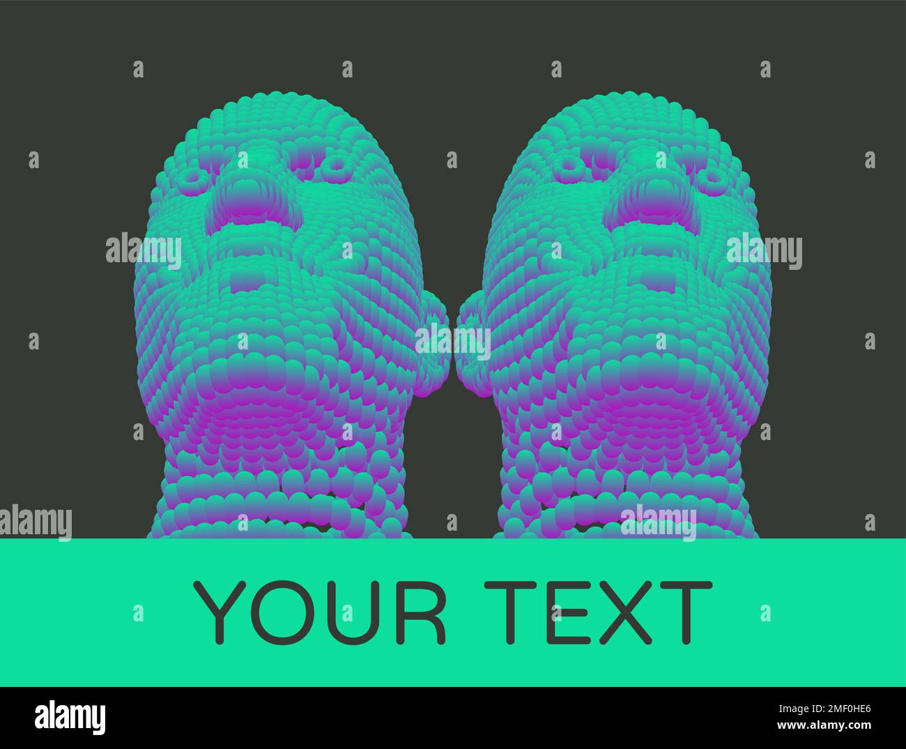 Two man. Abstract digital human head. Futuristic background. Vector ...