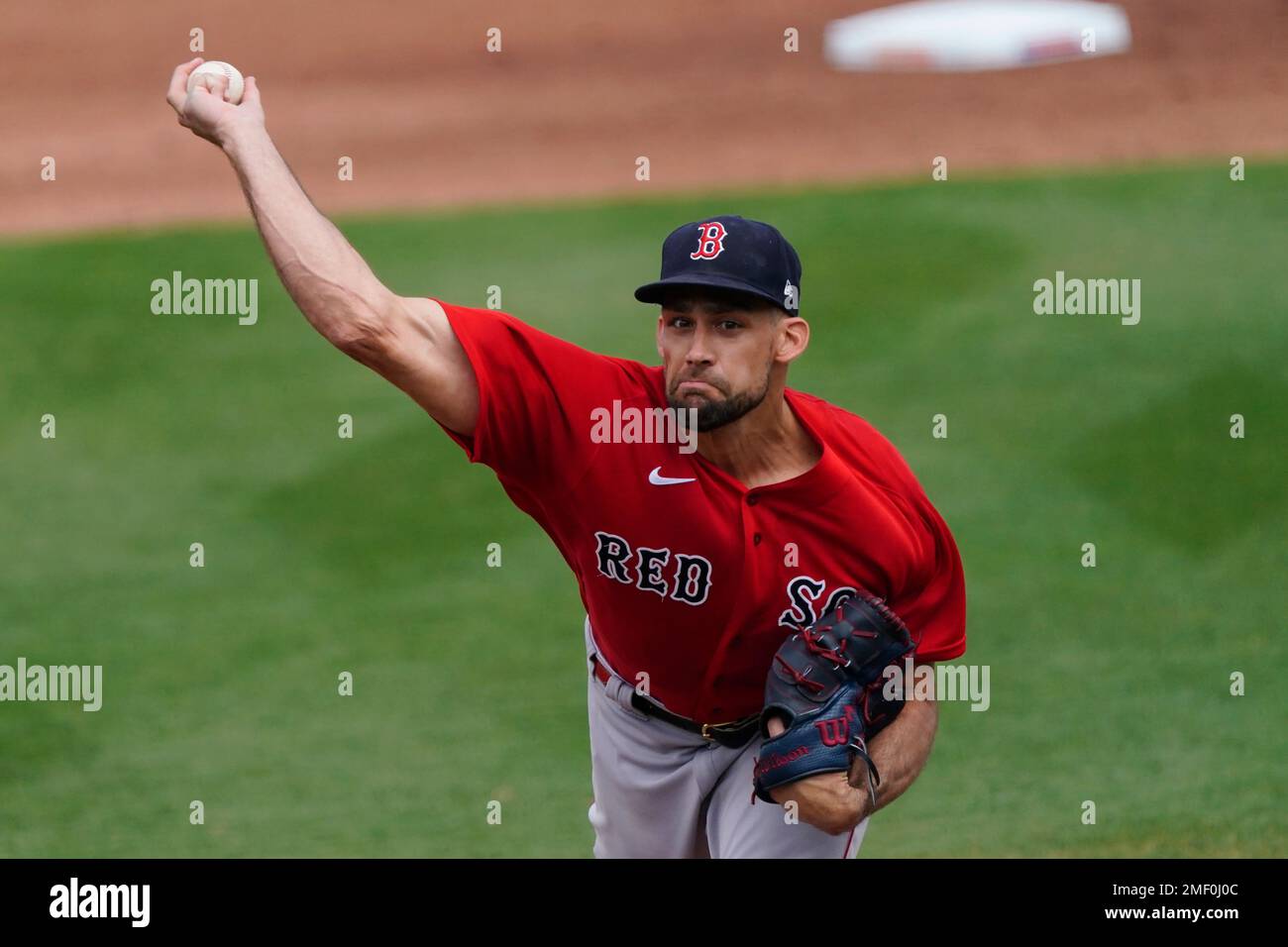 Boston Red Sox starting pitcher Nathan Eovaldi (17) is shown in action ...