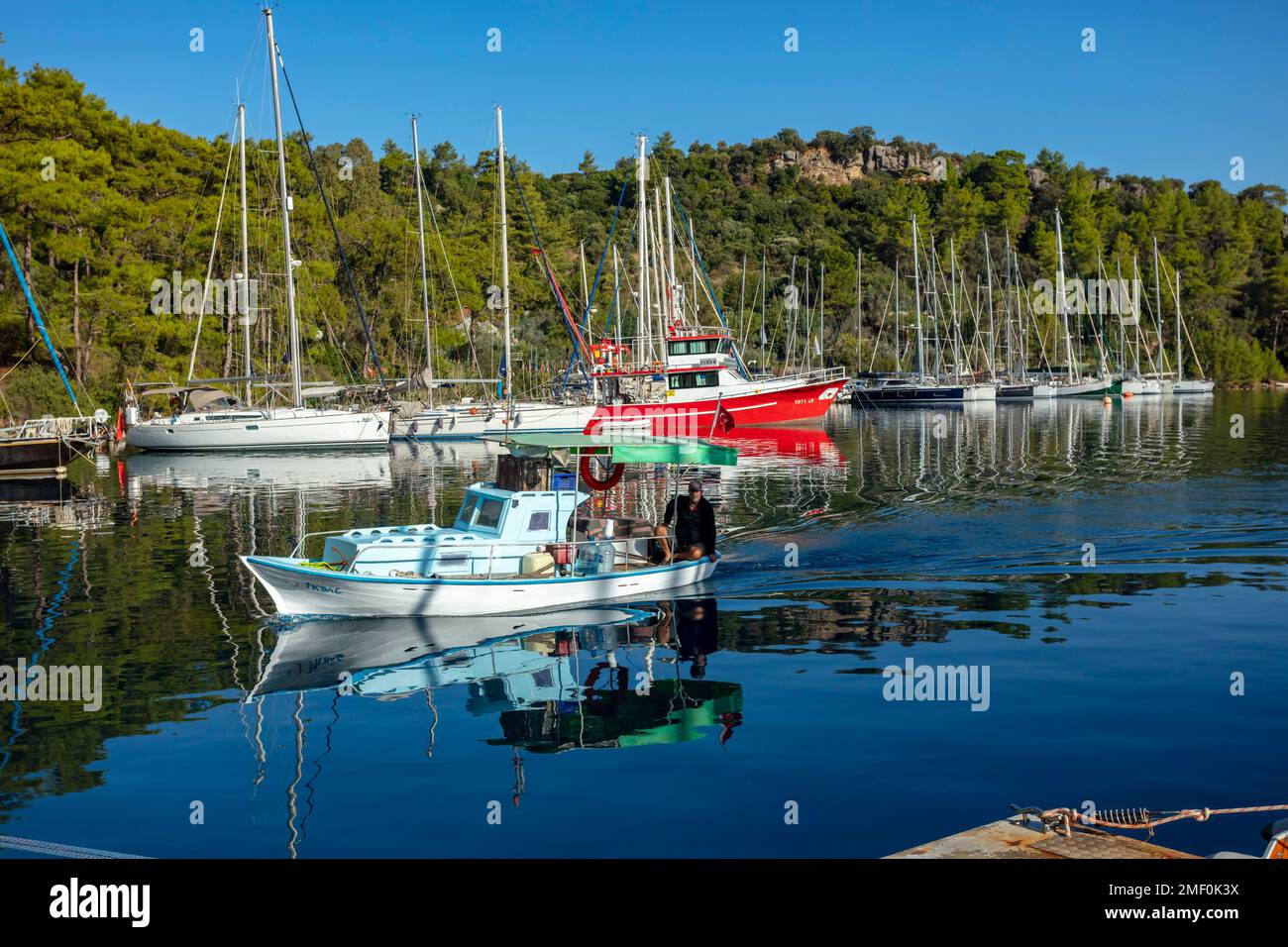 Boats in Karacasogut, Gokova Bay, Turkey Stock Photo - Alamy