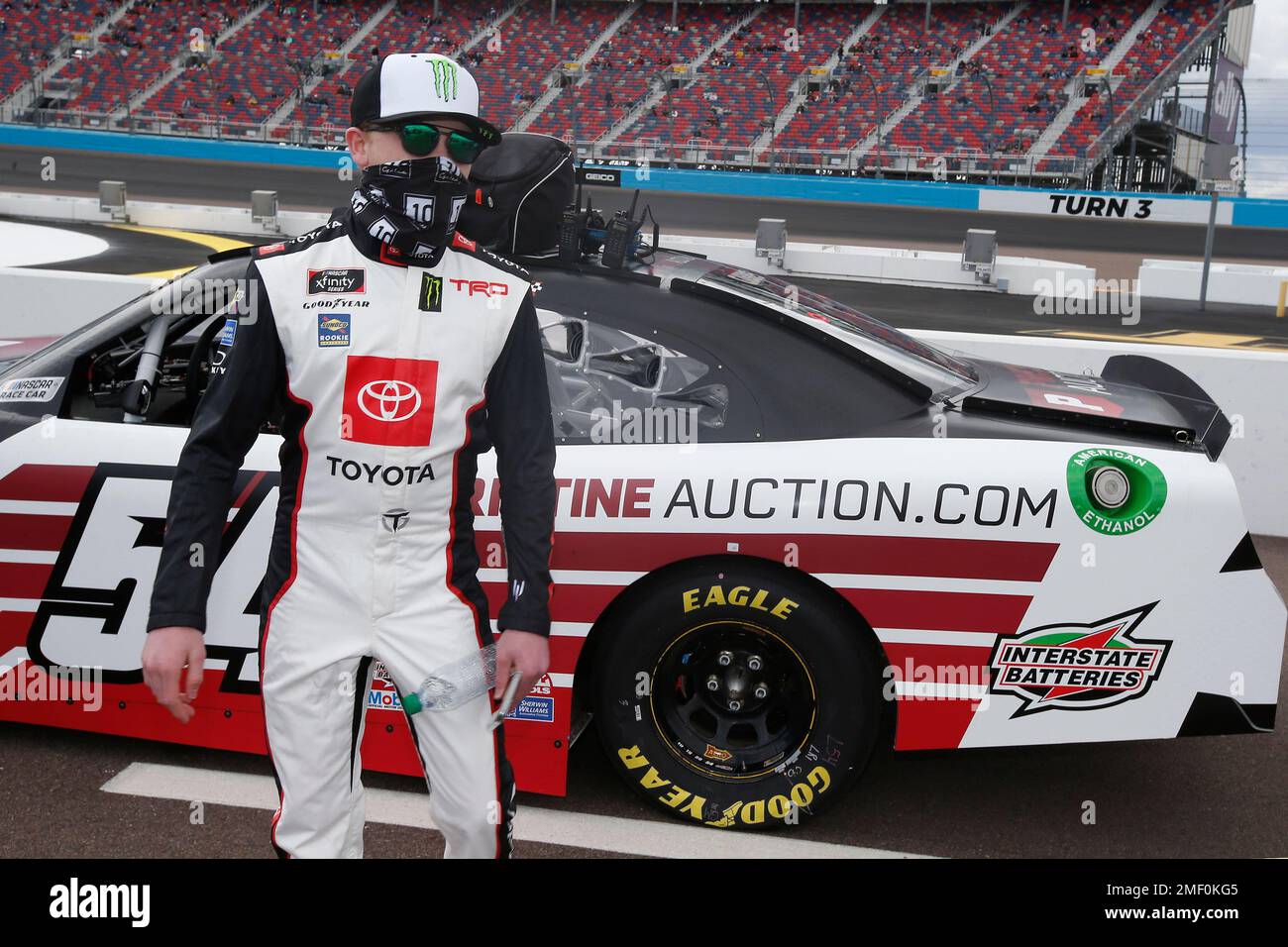 Ty Gibbs stands with his race car on pit road prior to a NASCAR Xfinity ...