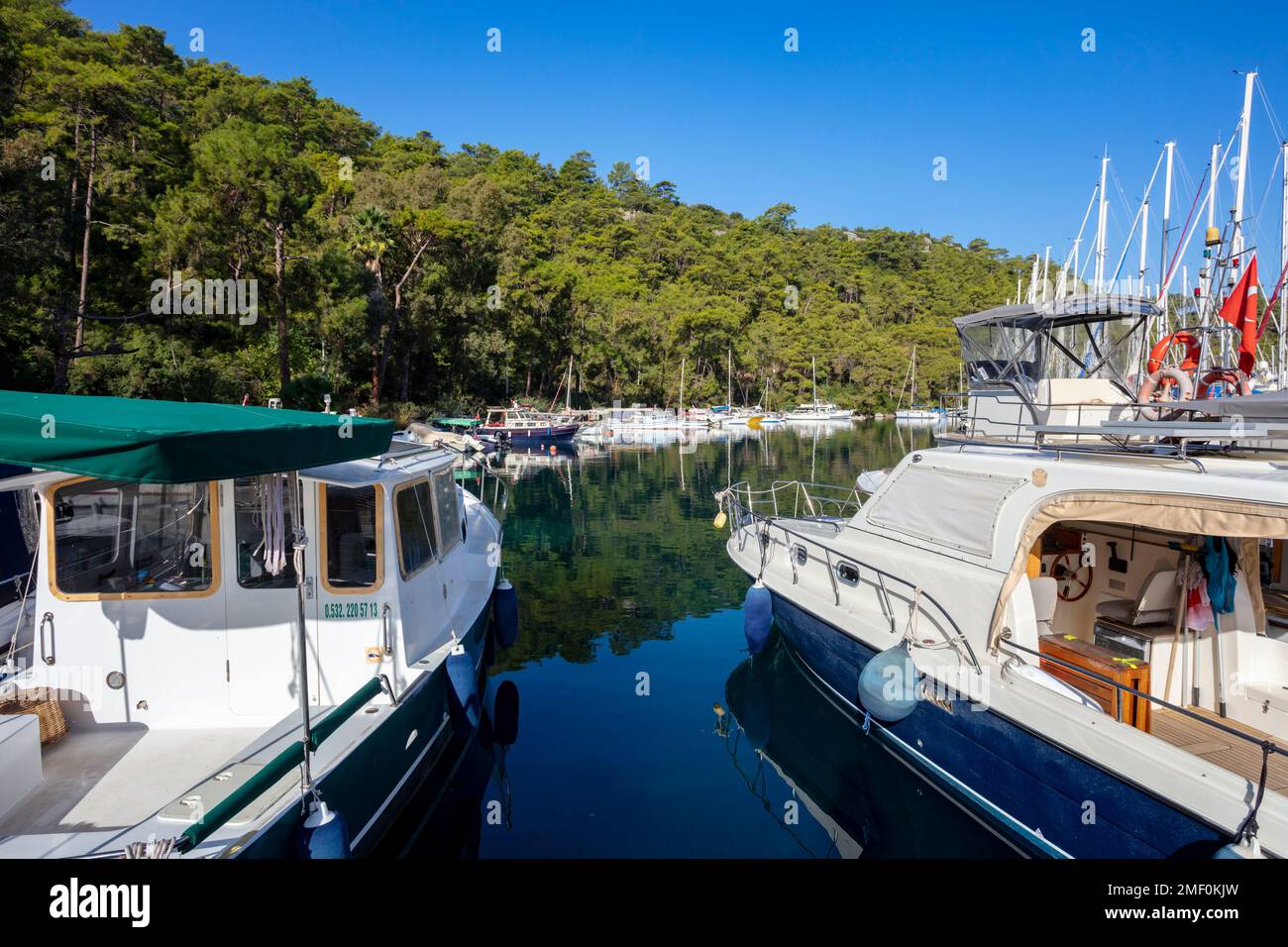Boats in Karacasogut, Gokova Bay, Turkey Stock Photo - Alamy