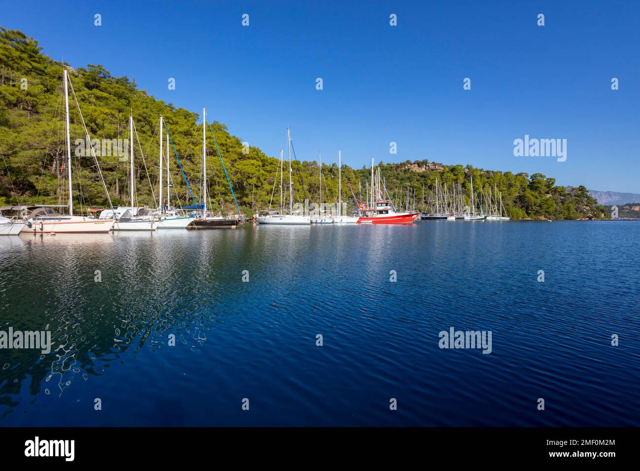 Boats in Karacasogut, Gokova Bay, Turkey Stock Photo - Alamy